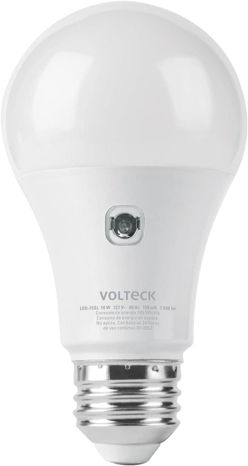 Lámpara LED tipo bulbo A19 10 W con sensor de luz, Volteck 46990 ...