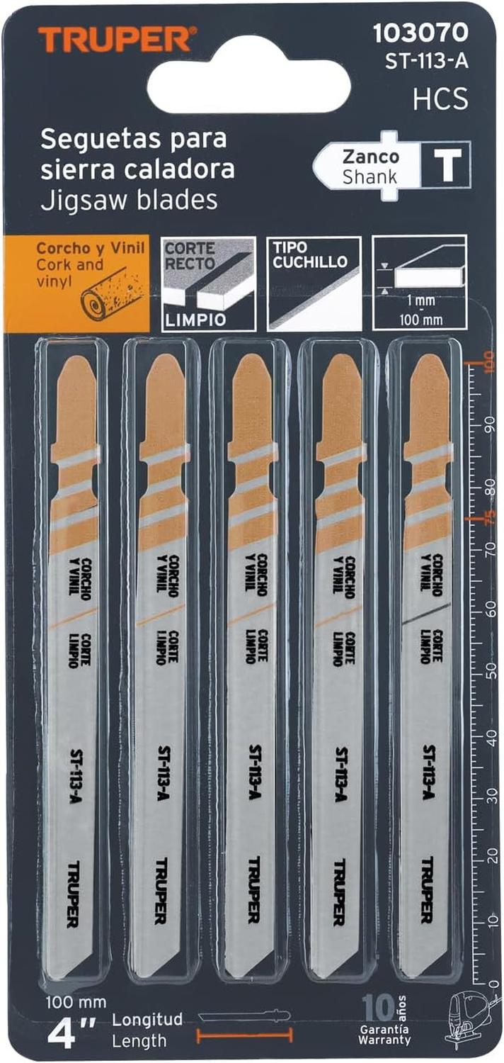 Blíster 5 seguetas T, cuchilla HCS, para material suave TRUPER 103070 ...